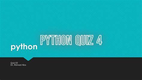 Python Quiz 4 Youtube