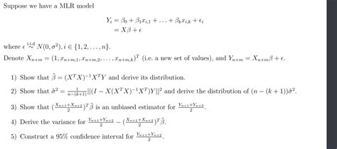 solved suppose we have a mlr model
