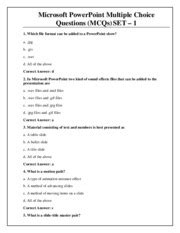 MCQ Powerpoint Microsoft PowerPoint Multiple Choice Questions MCQs SET Which File Format