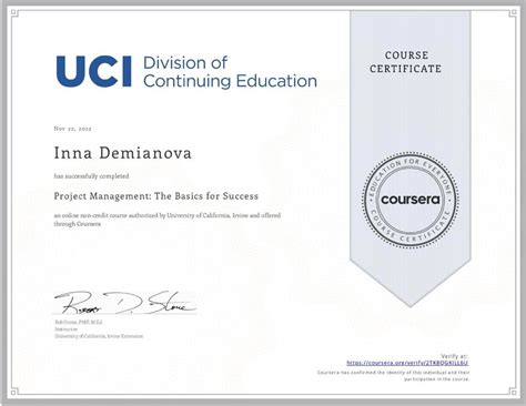 Projectmanagement Certificate Coursera Inna Demianova