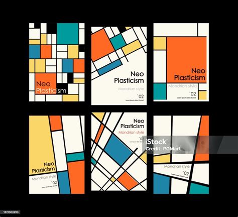 현대의 커버 세트 몬드리안포스트모던에서 영감을 받은 포스터 신가소주의 바우하우스 기하 도형에 대한 스톡 벡터 아트 및 기타 이미지 기하 도형 0명 가리기 Istock