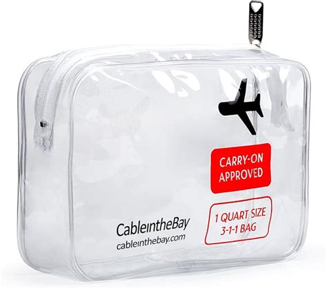 Cableinthebay Tsa Approved Clear Travel Toiletry Bag Quart Sized With Zipper Airport