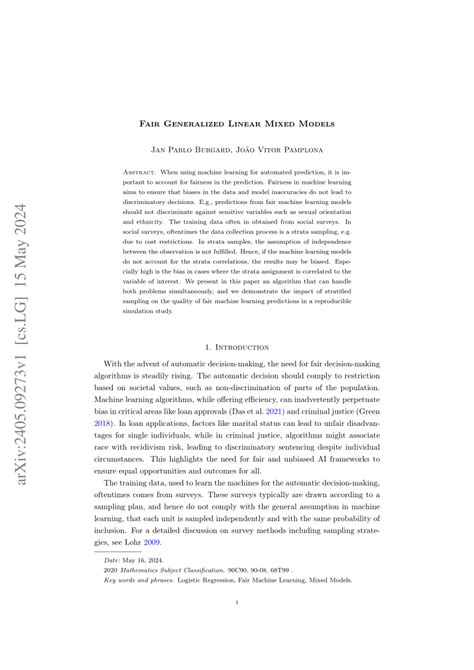 PDF Fair Generalized Linear Mixed Models