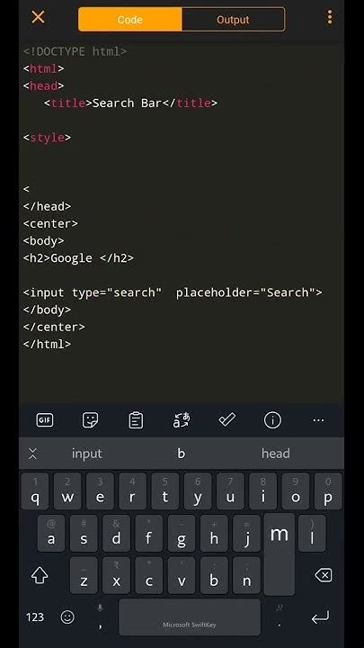 how to create search bar in mobile phone using html and css short