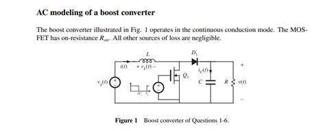 Solved Ac Modeling Of A Boost Converter The Boost Converter