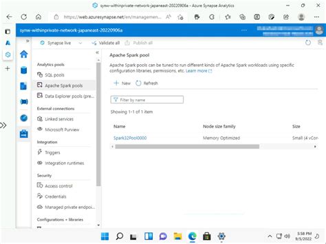 Run A Notebook With Synapse Spark Pool Within The Virtual Network Via
