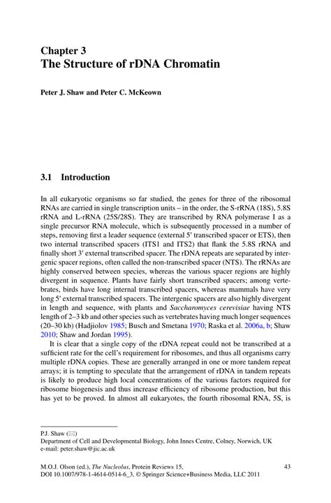 Pdf The Structure Of Rdna Chromatin