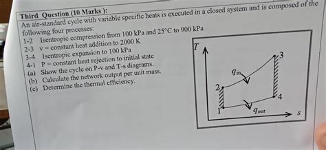 solved third question 10 marks an air standard cycle