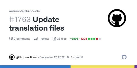 Update Translation Files By Github Actions Pull Request Arduino Arduino Ide GitHub