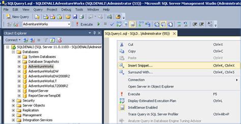 Getting Started With Code Snippets Feature Of Sql Server 2012