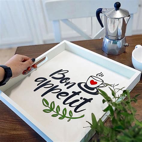 Деревянный поднос с принтом — цена 627 грн в каталоге Подносы Купить товары для дома и быта по