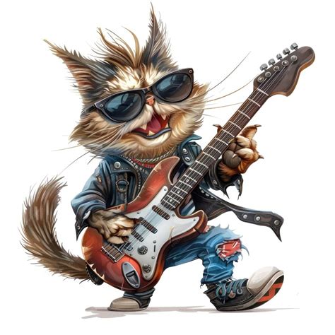 Premium Photo Rockstar Cat Playing Electric Guitar In Cool Sunglasses