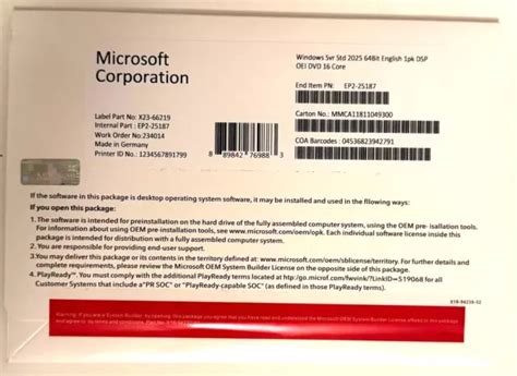 Microsoft Windows Server Standard 2025 License 64bit Eng 16 Core Dvd New £4942 Picclick Uk