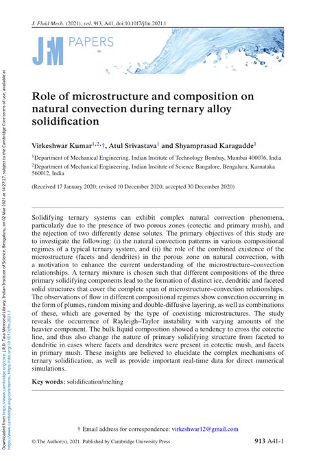 Pdf Role Of Microstructure And Composition On Natural Convection During Ternary Alloy