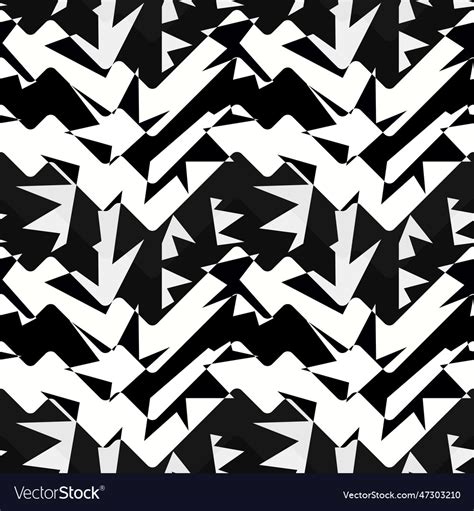 Black Abstract Jagged Mosaic Seamless Pattern Vector Image