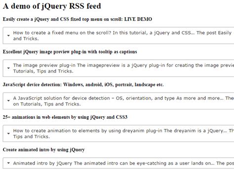 Jquery Rss Reader Plug In With Html Presentation