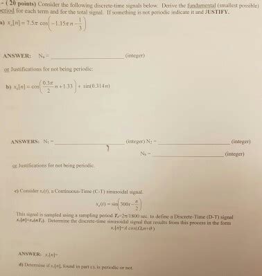Solved Consider The Following Discrete Time Signals Below Chegg