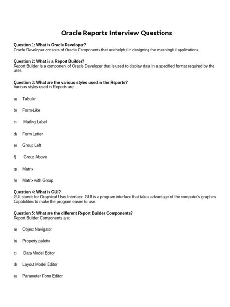 Oracle Reports Interview Questions Pdf Parameter Computer