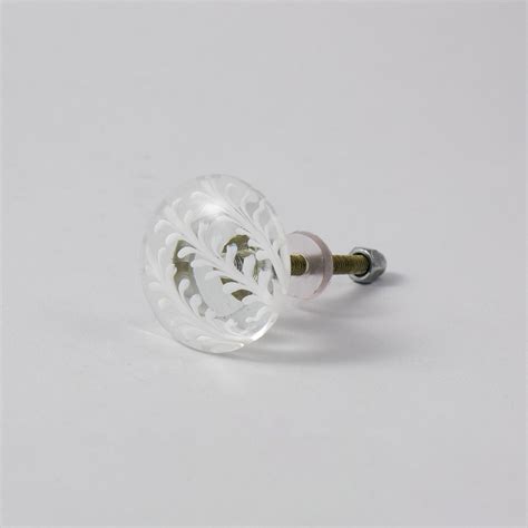 Modern Glass Clear Leaf Drawer Knob