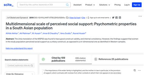 Multidimensional Scale Of Perceived Social Support Psychometric Properties In A South Asian