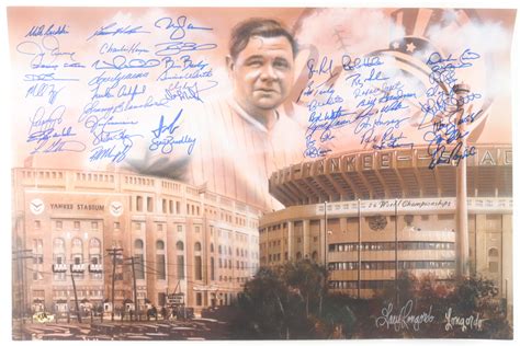 Yankees Greats 16 X 24 Photo Signed By 47 With Mike Buddie Danny Cater Luis Sojo Eric