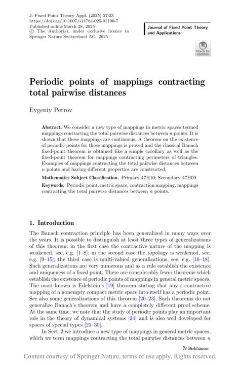 Periodic Points Of Mappings Contracting Total Pairwise Distances Request Pdf