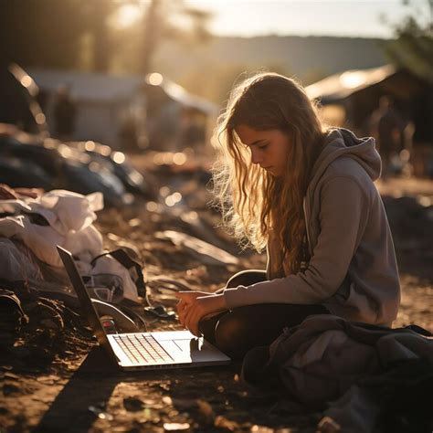 Premium AI Image A Girl Practicing Programming Basics On A RePurposed Netboo Digital Native
