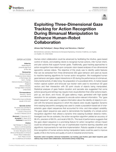 pdf exploiting three dimensional gaze tracking for action recognition