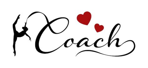 Тренер по гимнастике гимнастка с лентой силуэт Премиум векторы