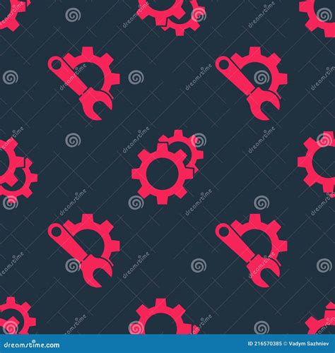 Set Wrench Spanner And Gear And Gear On Seamless Pattern Vector Stock Vector Illustration Of
