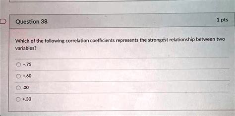 Question 38 1 Pts Which Of The Following Correlation Coefficients