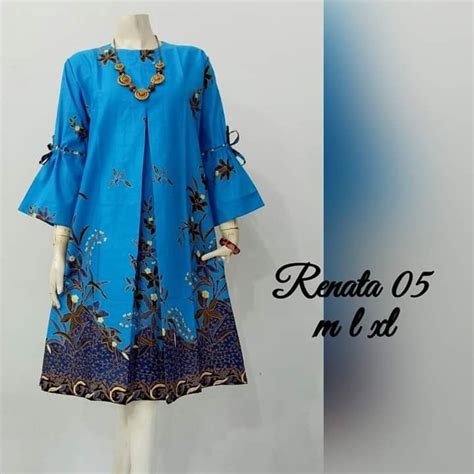 Jual Tunik Batik Biru Muda Biru Navy Unggul Jaya Standar Jumbo Baju