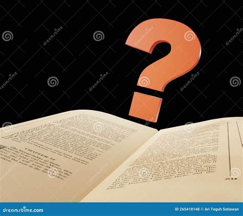 Opened Scripture Of Holy Bible With Question Mark On Top Of It Stock