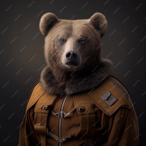Ours Réaliste Réaliste Dans Des Tenues De La Marine Militaire De L