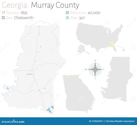 Map Of Murray County In Georgia Stock Vector Illustration Of Gray Nation 210663941