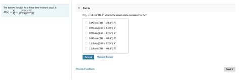 Solved The Transfer Function For A Linear Time Invariant