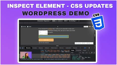 inspect element css updates wordpress demo youtube