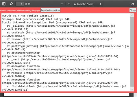edge message bad uncompressed xref entry 100r · issue 12206