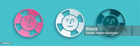 파란색 배경에 격리된 용지 컷 선 아이콘입니다 종이 아트 스타일 벡터 0명에 대한 스톡 벡터 아트 및 기타 이미지 0명 3차원 형태 광선 Istock