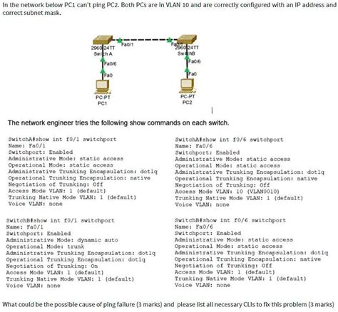 solved in the network below pc1 can t ping pc2 both pcs are in vlan