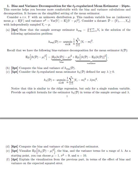 Solved Bias And Variance Decomposition For The Chegg