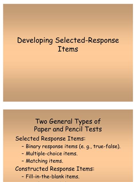 selected and constructed response items multiple choice rubric