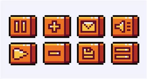 Premium Vector Interface Buttons Pixel Art Set Menu Panel Collection 8 Bit Sprite