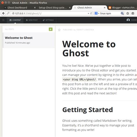 Viamacchina Installing Ghost On Ubuntu 14
