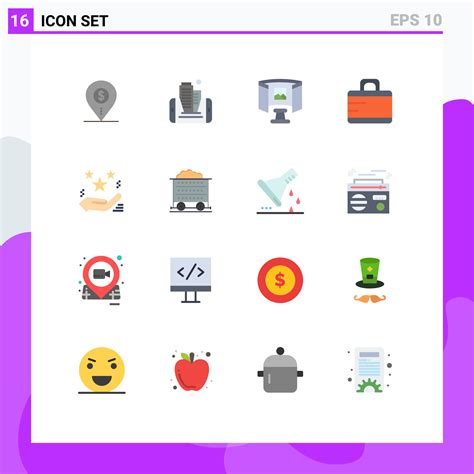 Stock Vector Icon Pack Of 16 Line Signs And Symbols For Hand Briefcase Technology Bag Science