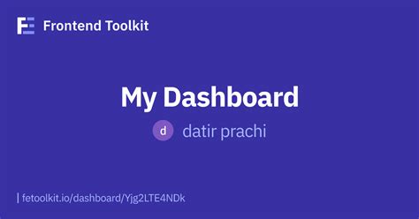 My Dashboard Frontend Toolkit