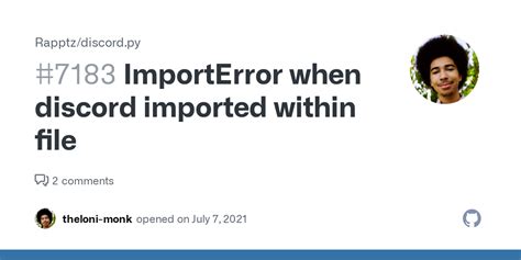 ImportError When Discord Imported Within File Issue Rapptz Discord Py GitHub