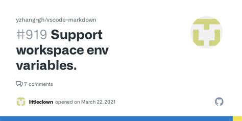 Support Workspace Env Variables · Issue 919 · Yzhang Ghvscode Markdown · Github
