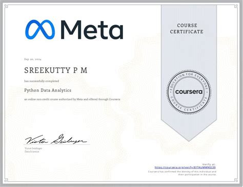 Sreekutty Pm On Linkedin Python Dataanalytics Coursera Meta Datascience