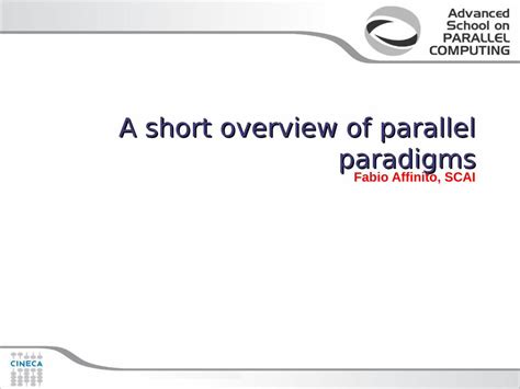 Pdf A Short Overview Of Parallel Paradigms Prace Short Overview